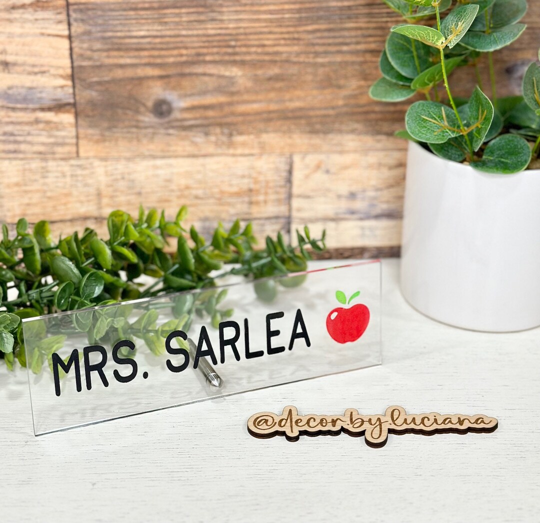 Clear Acrylic Desk Name Plate / Custom Name Plate / Custom Teacher Name ...