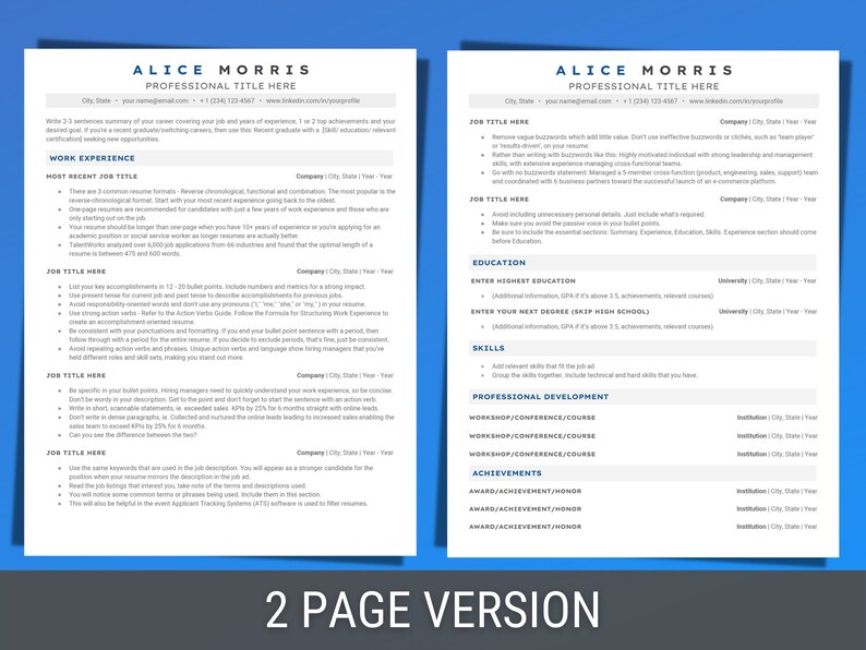 ATS Resume Template for Word, ATS Friendly Resume Template Google Docs ...