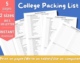 College Dorm Check List First Year College (Download Now) - Etsy