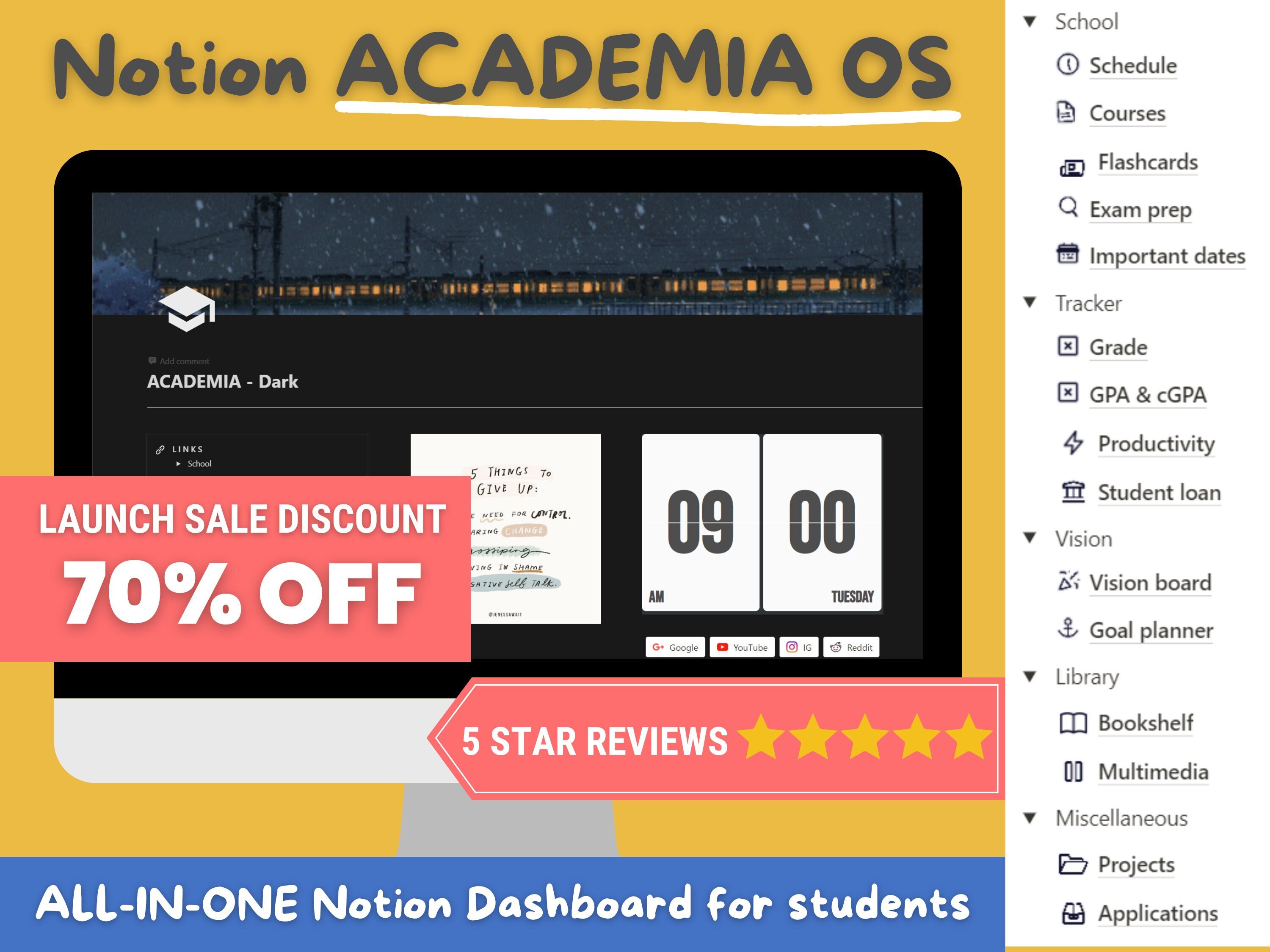 Notion Template College Planner | Notion Dashboard, Notion Planner, All ...