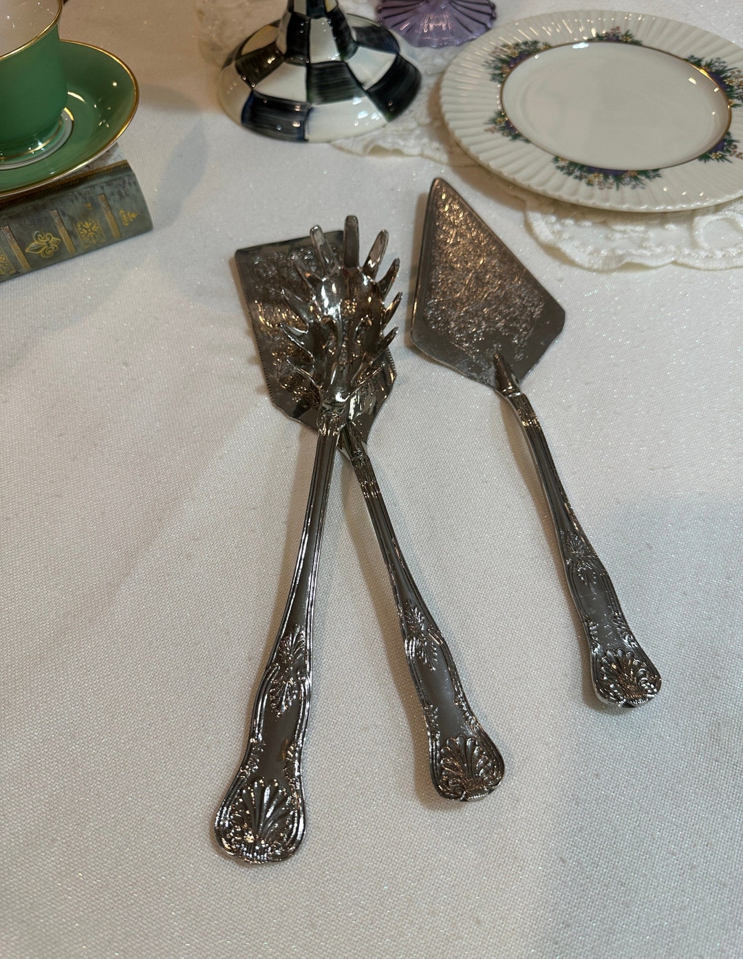 3 Pcs Silver Plated Serving Set - Etsy