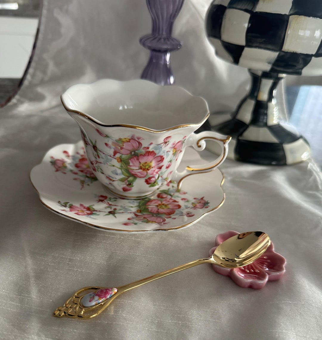 Grace Teaware Tea Cup and Saucer Pink Roses - Etsy