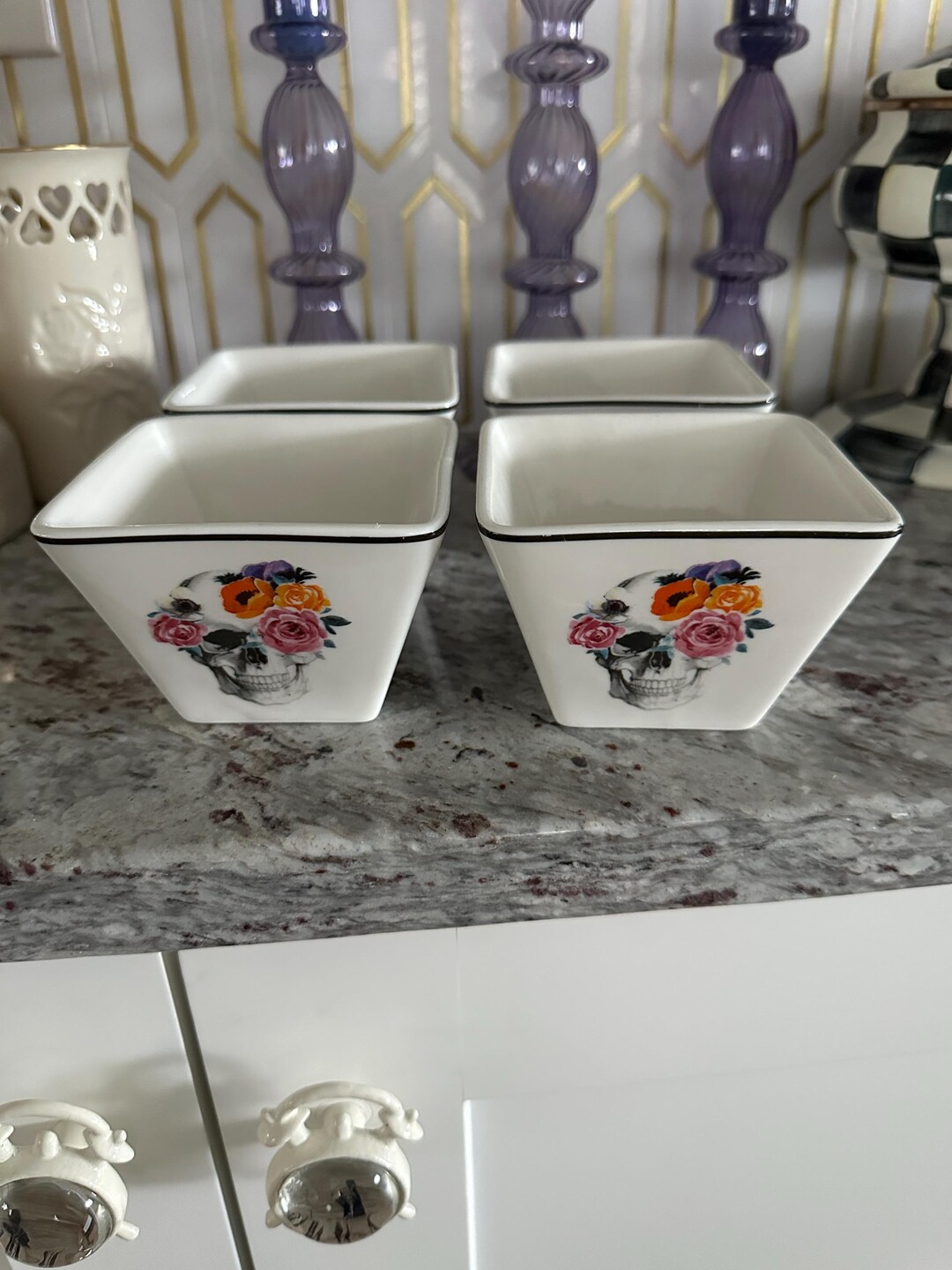 4 Set Wicked by CIROA Skull Snack Plates - Etsy