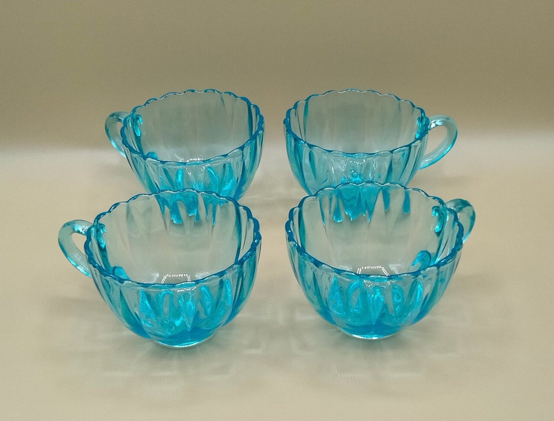 Vintage Teal Punch Cups Set of 4 - Etsy