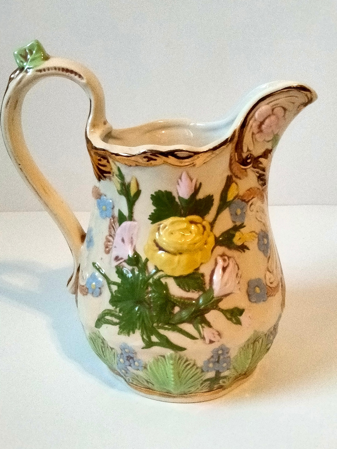 Vintage Ceramic Pitcher With Floral Design - Etsy