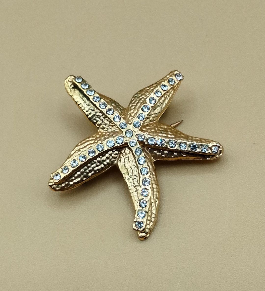 Gold Rhinestone Starfish Brooch - Etsy