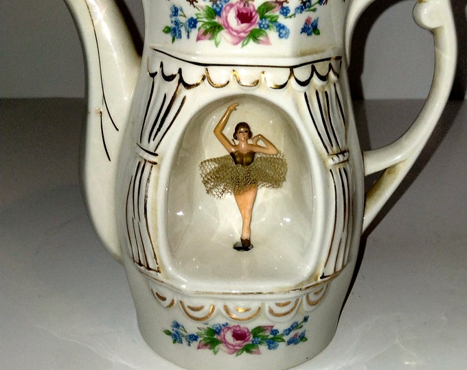 Vintage 1950's Japan Porcelain Musical Teapot With Spinning Ballerina ...