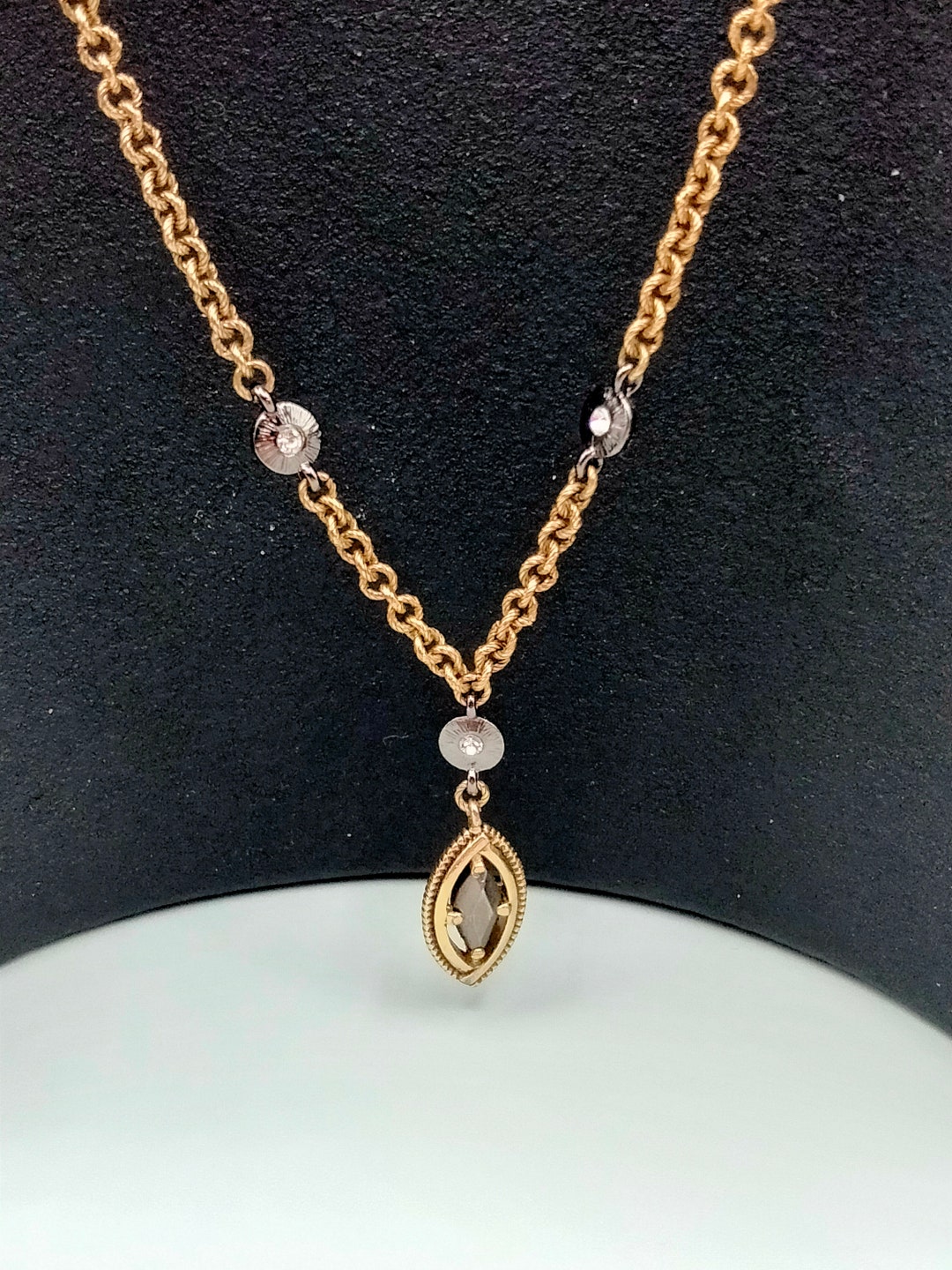Vintage Monet Gold Tone Diamond Shaped Toggle Clasp Necklace - Etsy