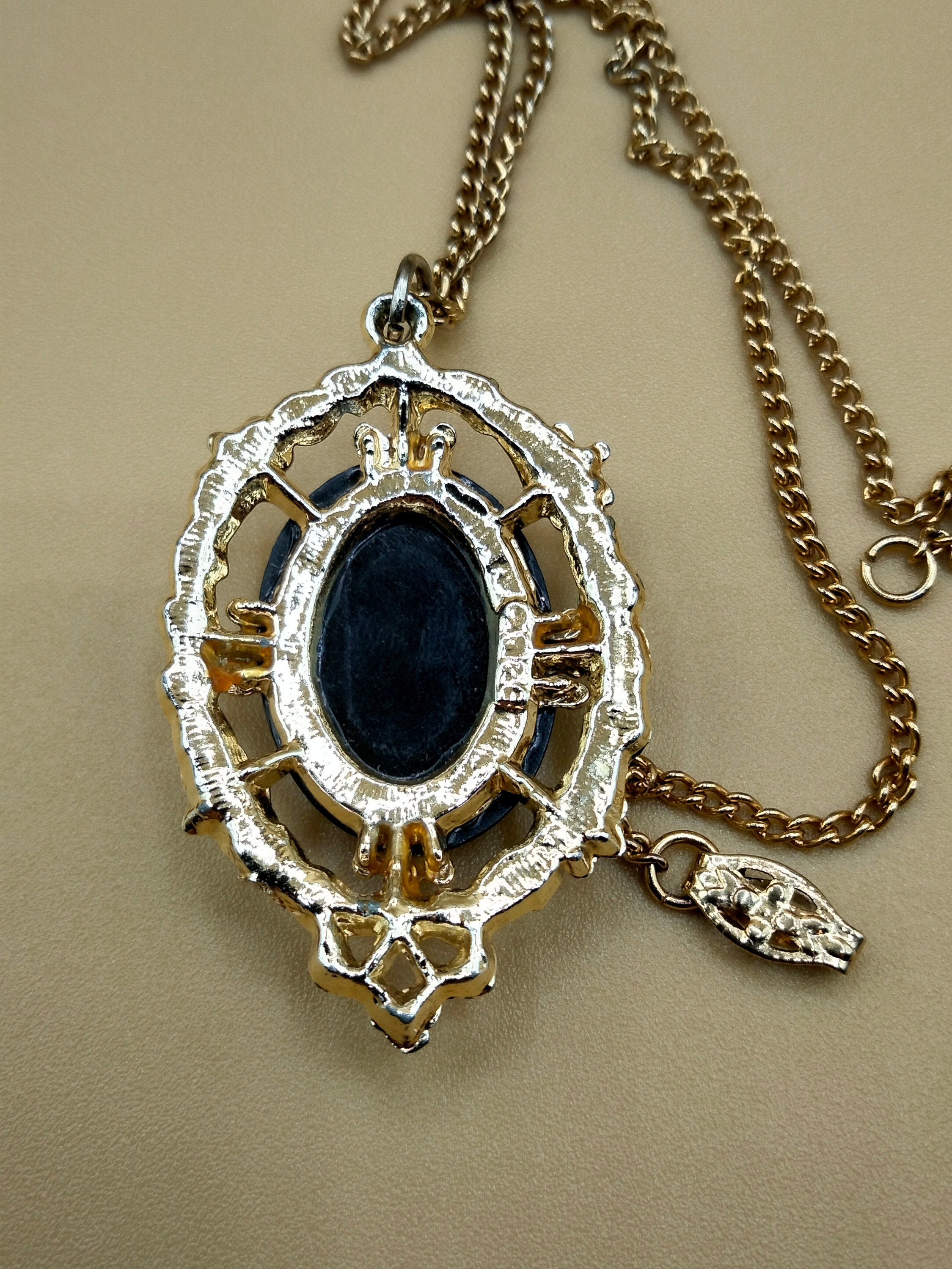 Vintage Cameo Jewelry Set Black and White Marked Japan - Etsy