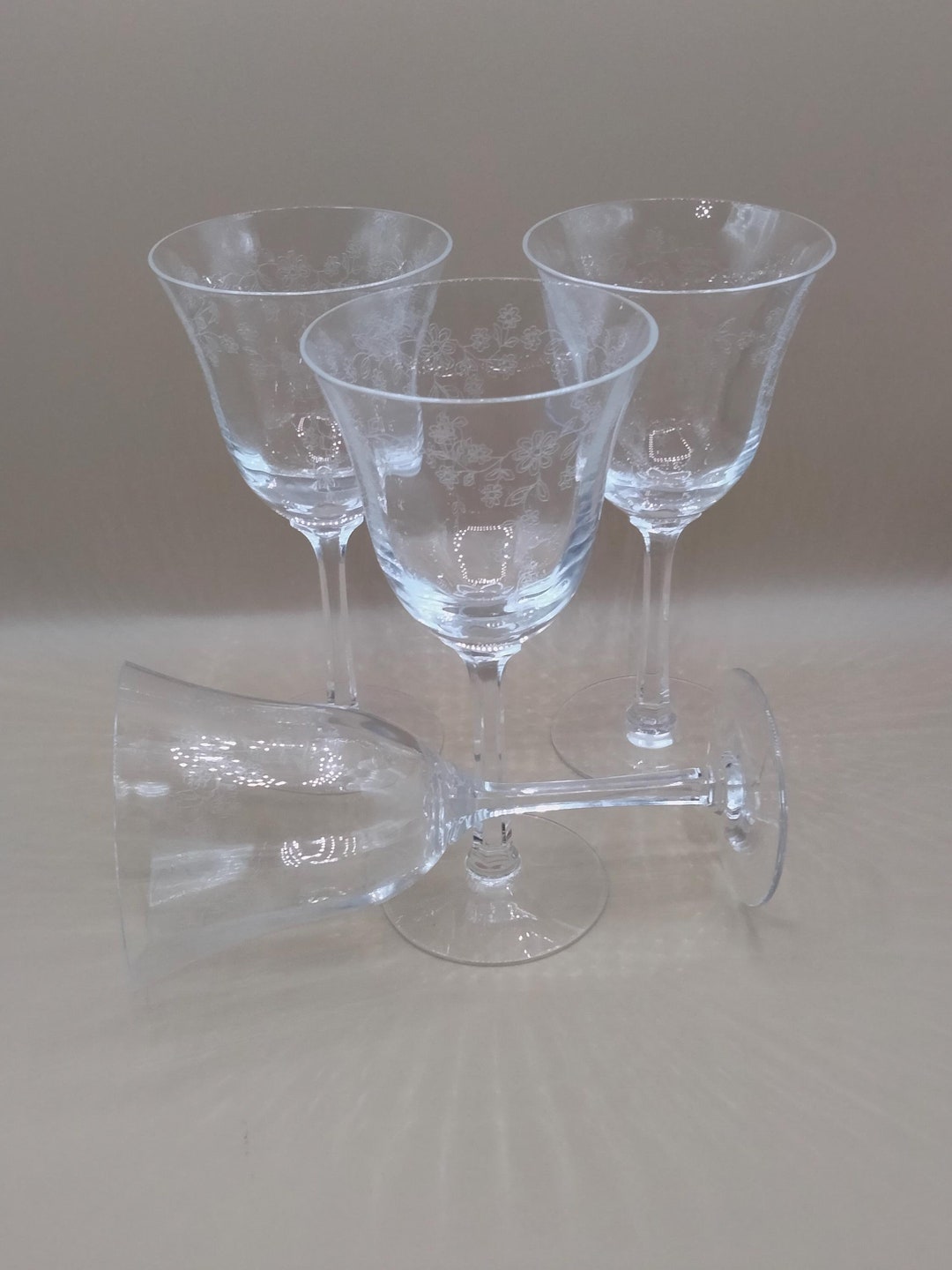 Vintage Lenox Floral Stemware Wine Glasses Set of 4 - Etsy