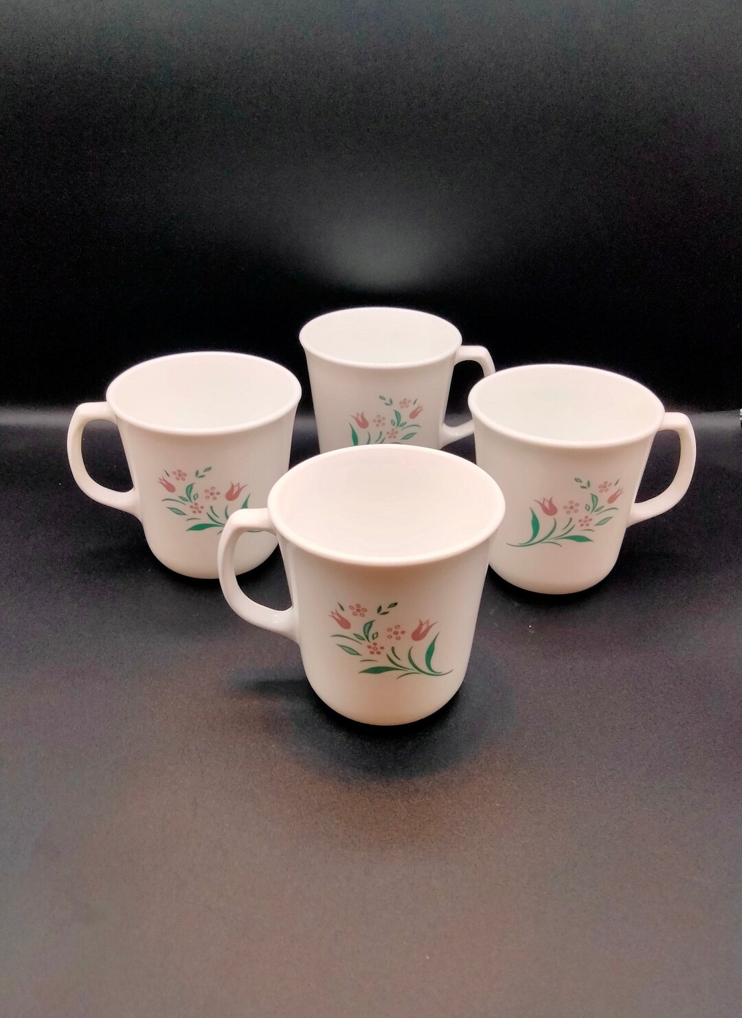 Vintage Corningware Rosemarie Pink Tulip Mugs Set of 4 - Etsy