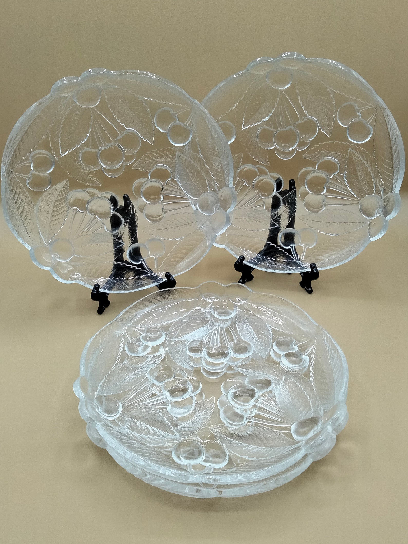 Vintage Hoya Japan Crystal Cherry Salad Plates Set of 4 - Etsy