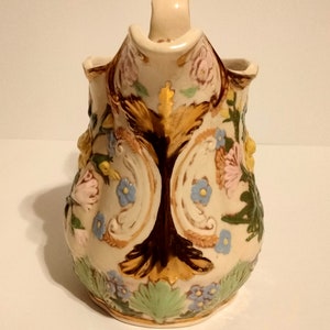 Vintage Ceramic Pitcher With Floral Design - Etsy