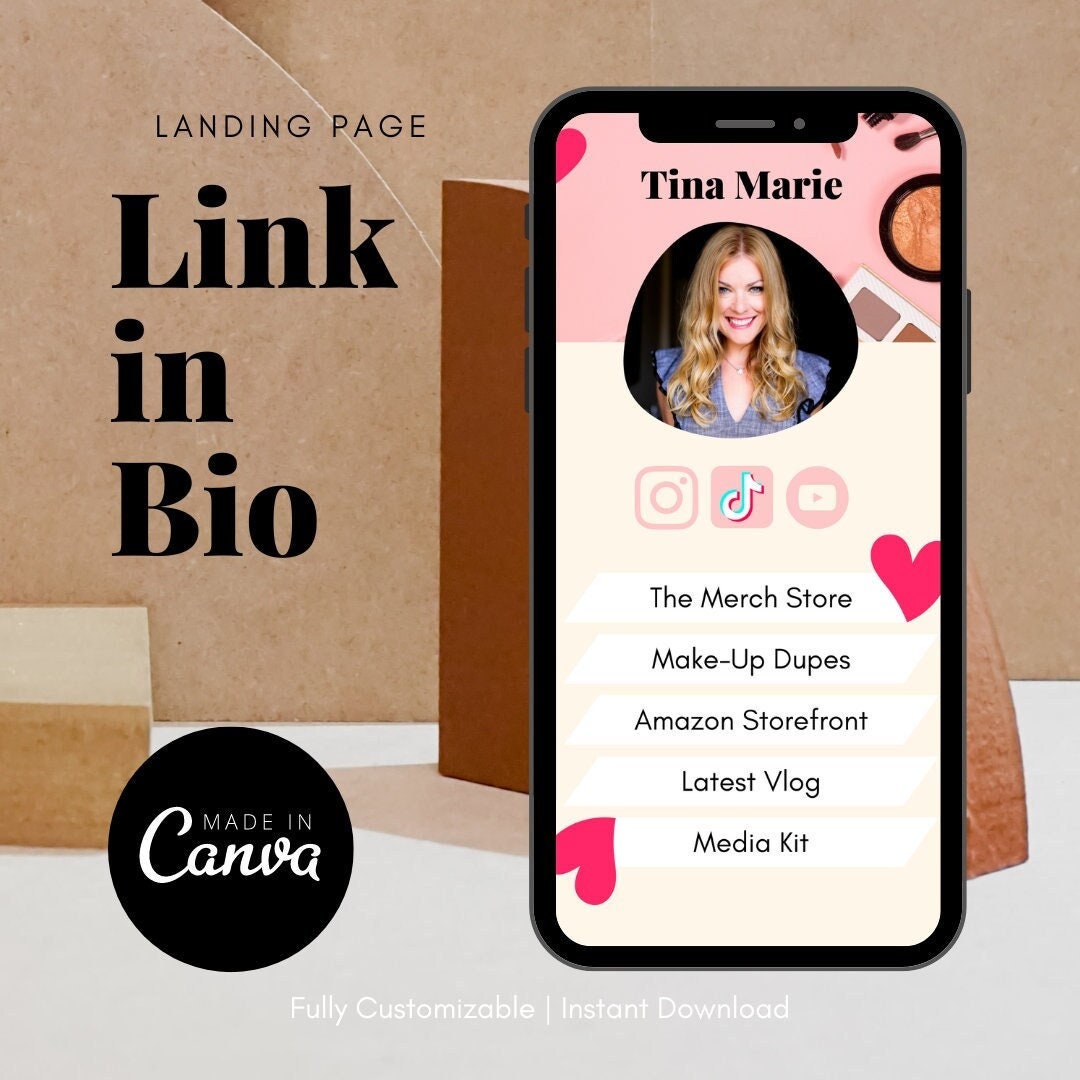 Link in Bio Template for Social Media, Landing Page, Use for Instagram ...