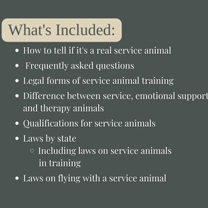 Service Dog Law and Regulations Information Packet by State and Laws on ...