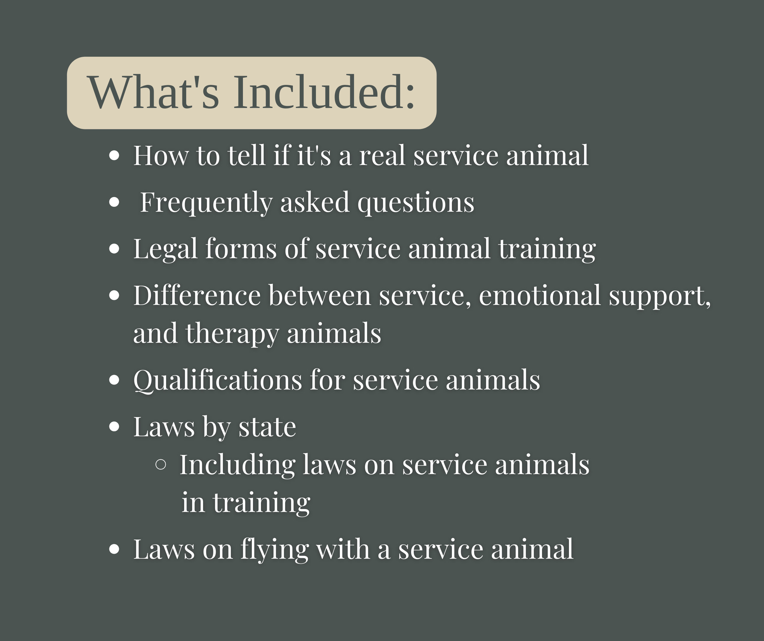 Service Dog Law and Regulations Information Packet by State and Laws on ...