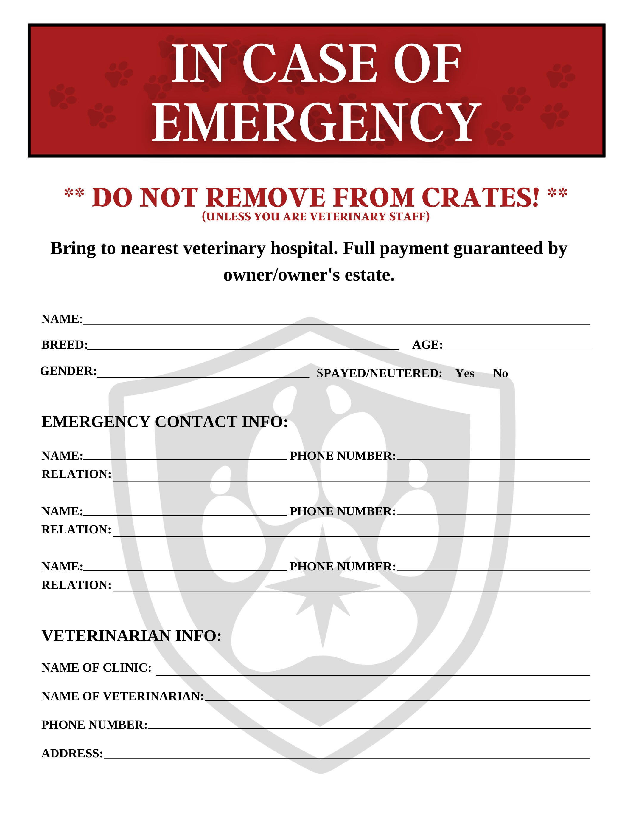 In Case of Emergency - Digital Download - Etsy