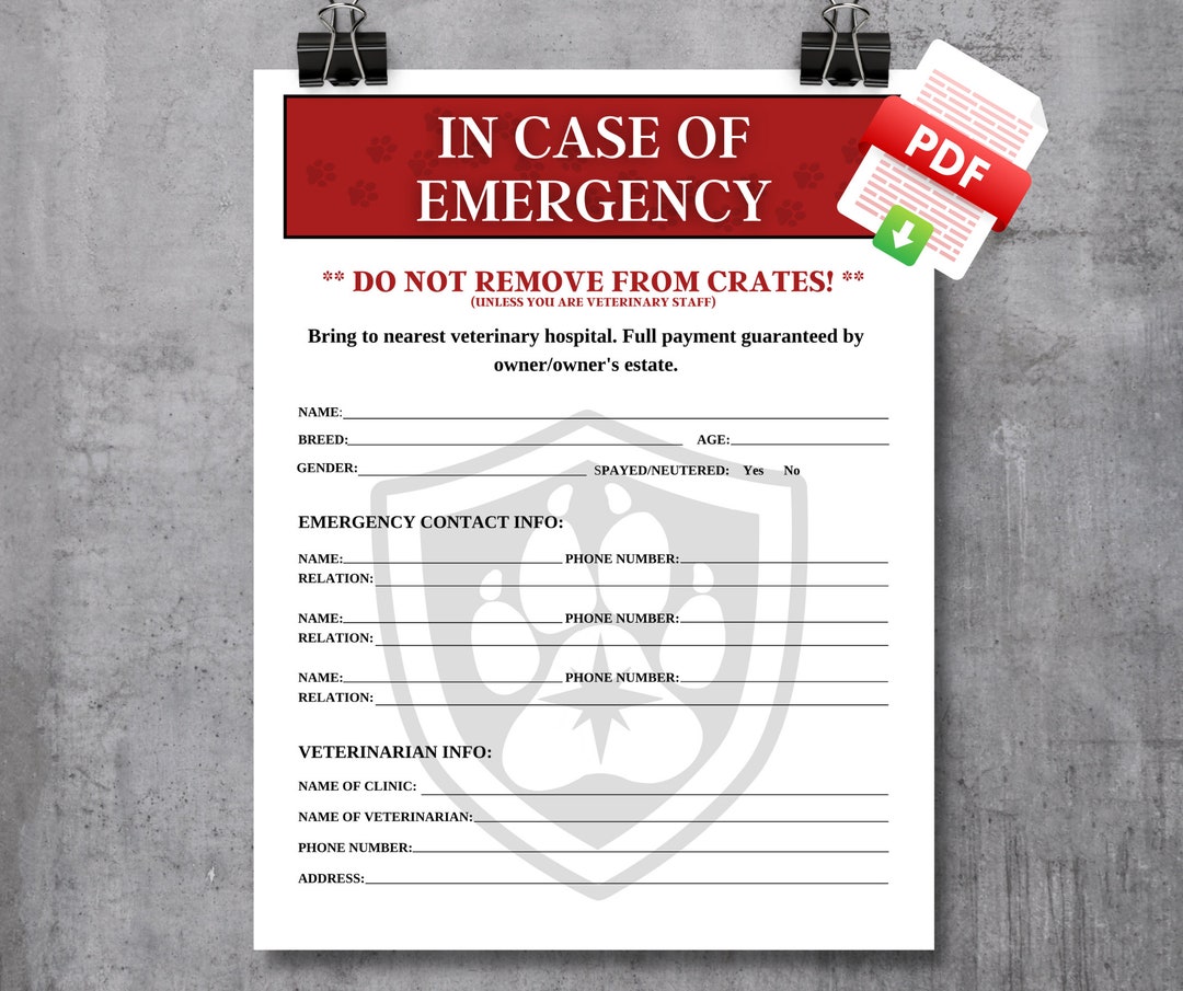In Case of Emergency - Digital Download - Etsy