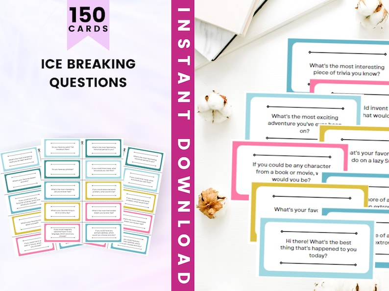 Ice Breaker Question Cards: 150 Conversation Starters (digital Download ...