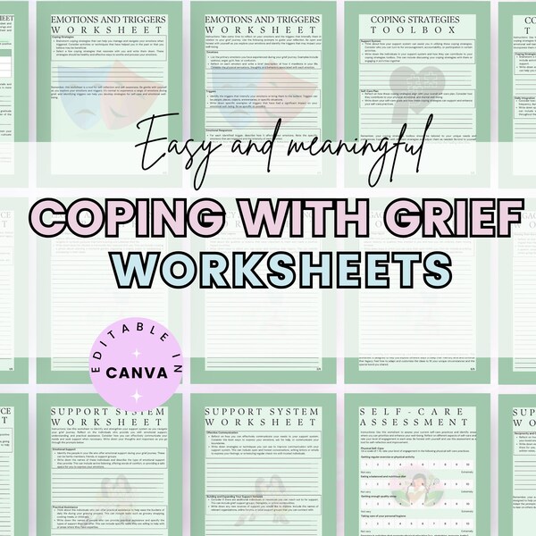 Therapist Worksheets for Grief - Etsy