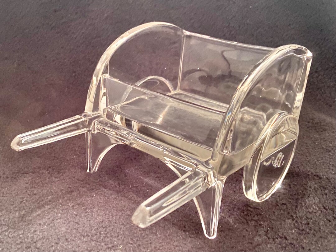 Antique Art Deco Clear Glass Cart-wagon-wheelbarrow-centerpiece-serving ...
