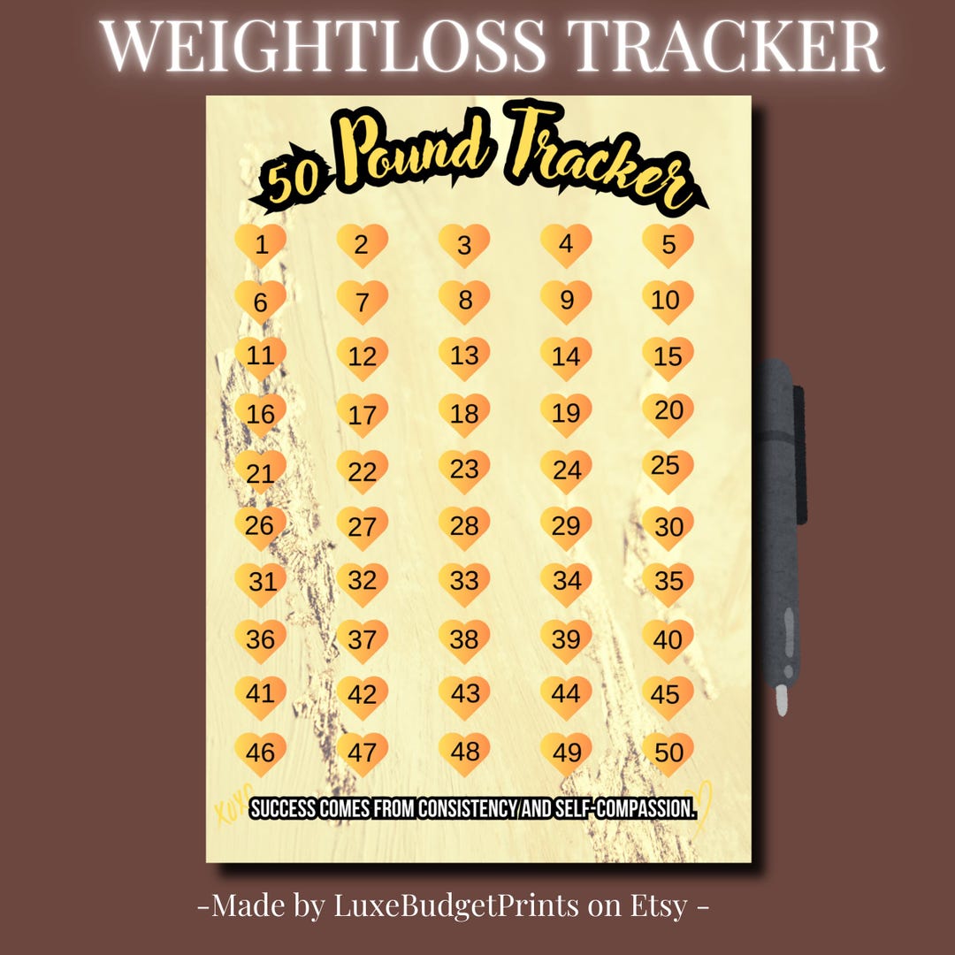 50 LB Weightloss Tracker Printable Digital Download LBP13 - Etsy