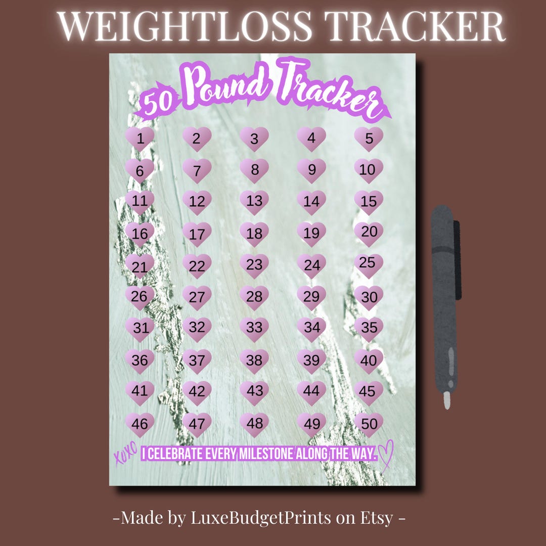 50 LB Weightloss Tracker Printable Digital Download LBP11 - Etsy