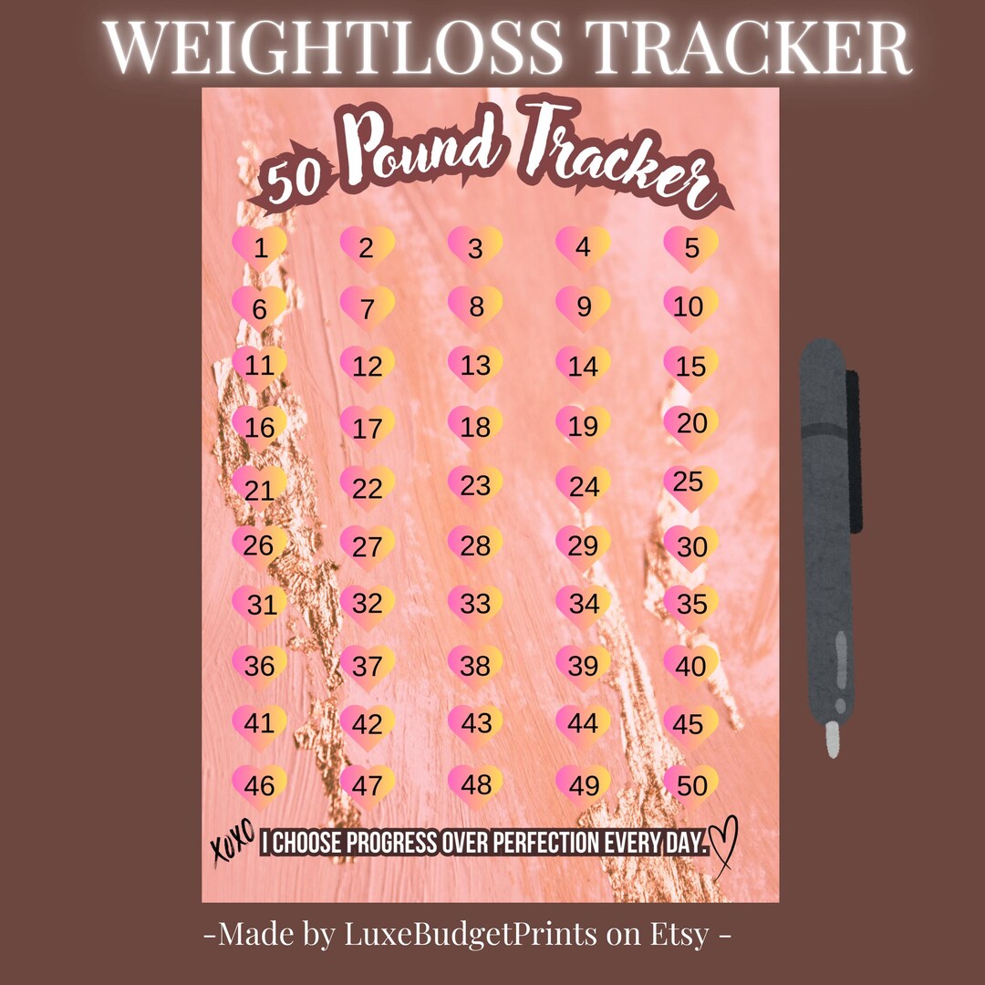 50 LB Weightloss Tracker Printable Digital Download LBP9 - Etsy