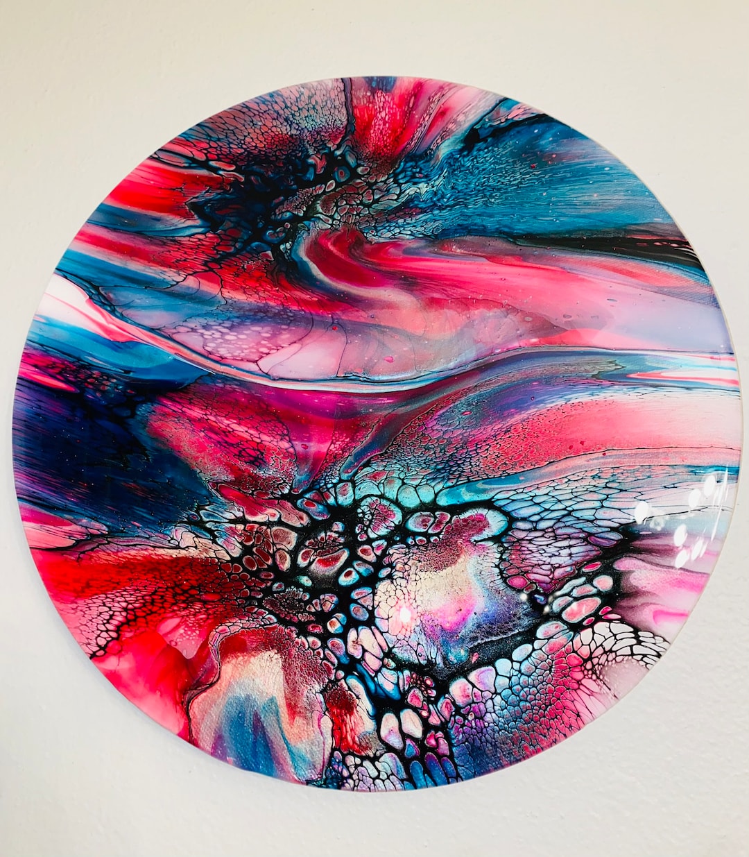 Gorgeous Shelee Art Deconstructed Bloom 14 Round Canvas Fluid Art ...