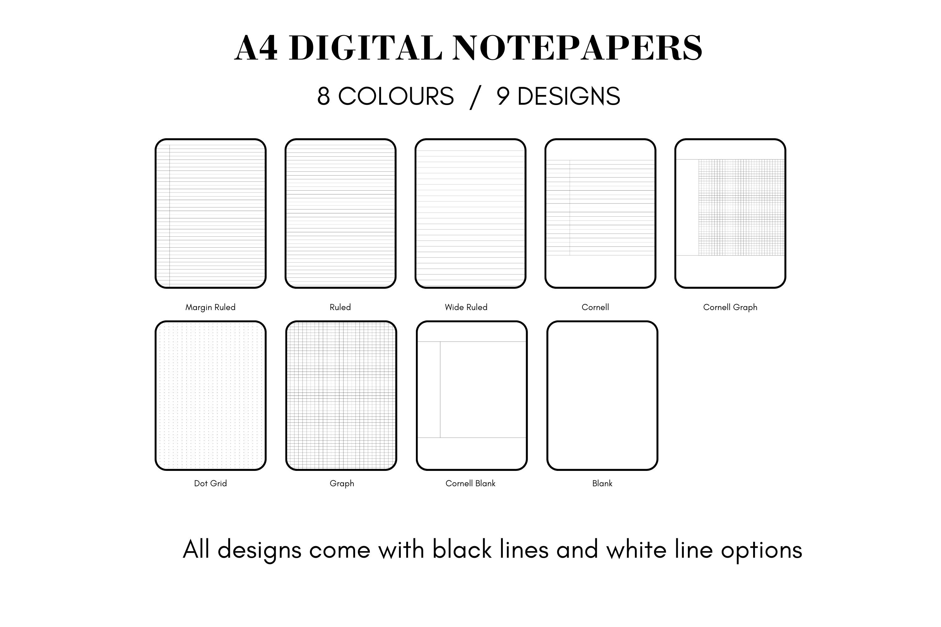 A4 Nuetral Digital Notepaper for Goodnotes/notability Etc | 9 Format ...