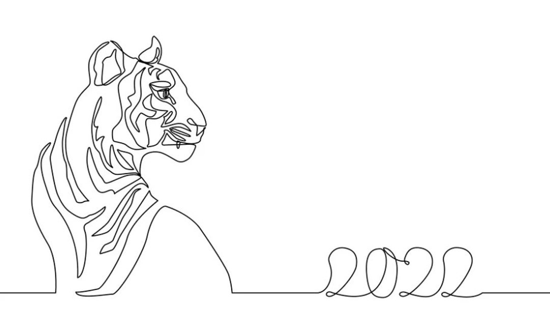 Tiger One Line Drawing Style Wild Animal - Etsy