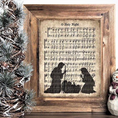 O Holy Night Digital Sign Vintage Christmas Carol Rustic - Etsy