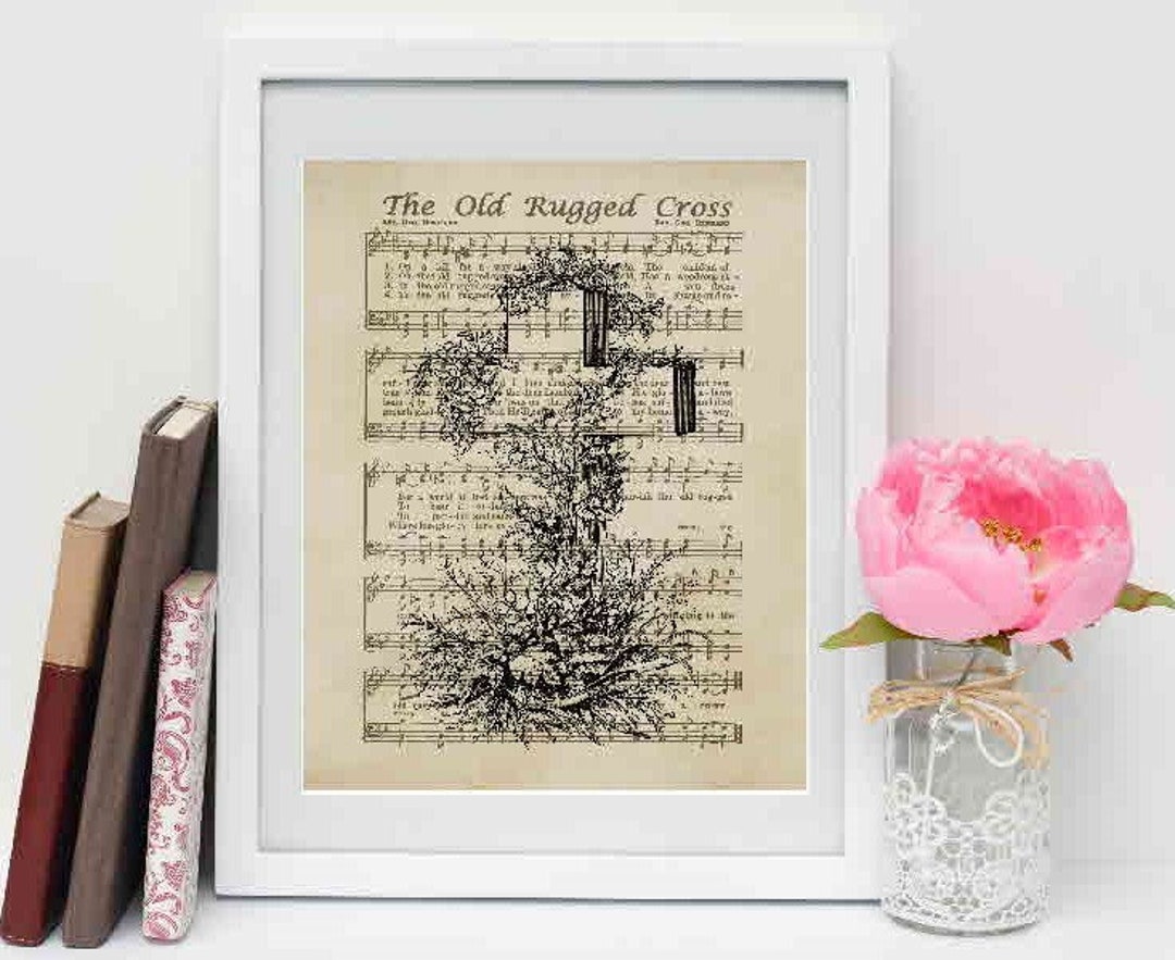 The Old Rugged Cross Sign, Printable Vintage Hymn, Easter Primitive ...