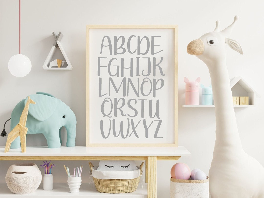 Alphabet Poster Digital, Neutral ABC Printable Poster, Baby Wall Art ...
