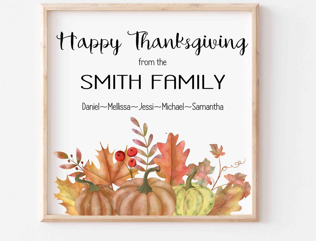 Thanksgiving Family Printable Sign, Personalized Family Sign, Fall Home ...