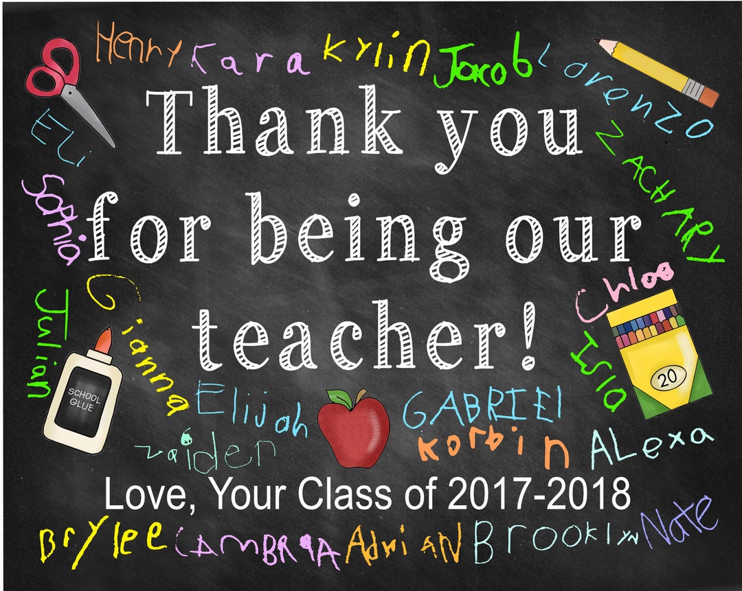 Teacher Appreciation Gift, Personalized Teacher Sign, Thank You Teacher ...