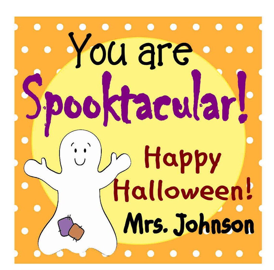 Halloween Printable Gift Tag From Teacher, Personalized Halloween Candy ...