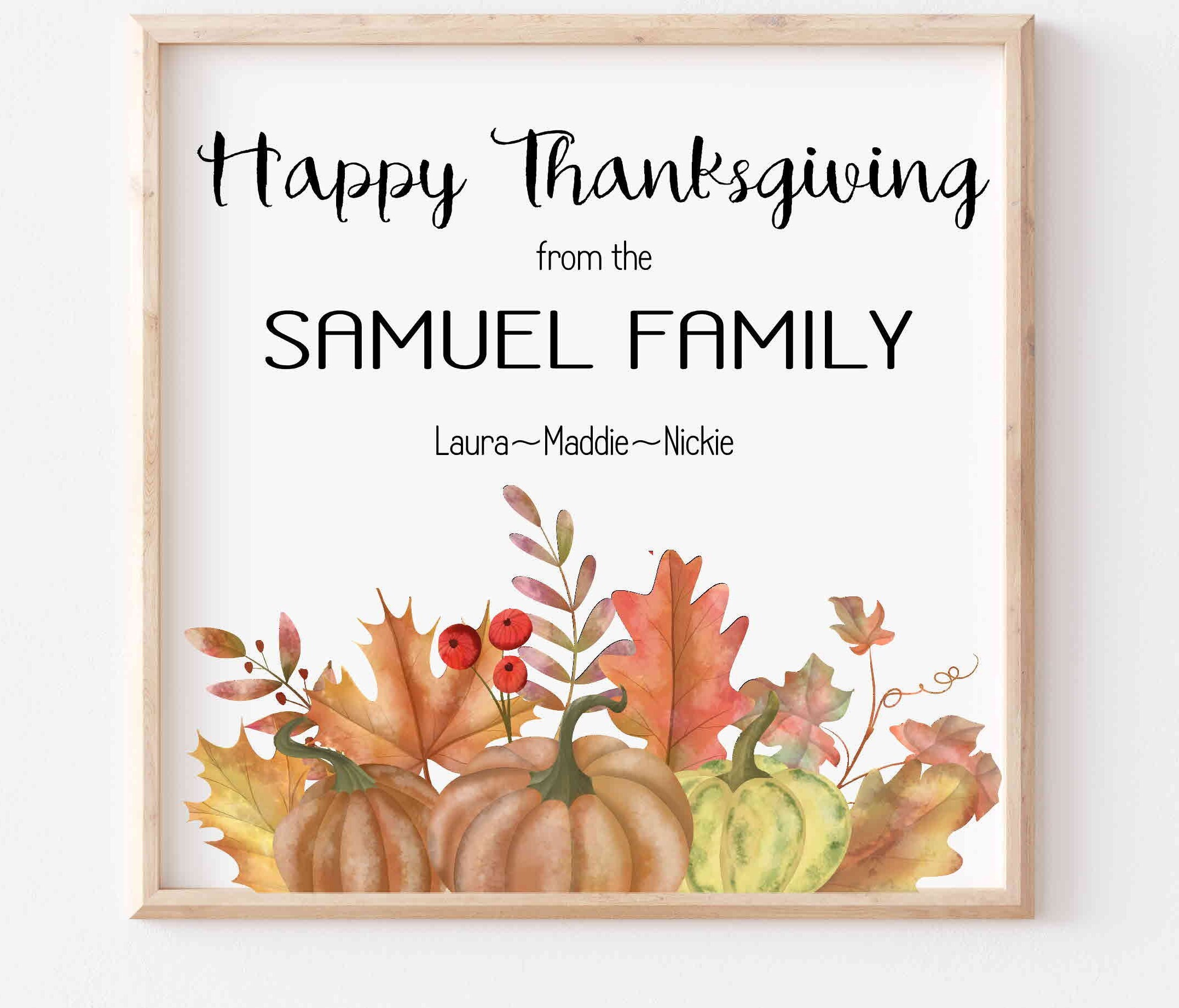 Thanksgiving Family Printable Sign, Personalized Family Sign, Fall Home ...