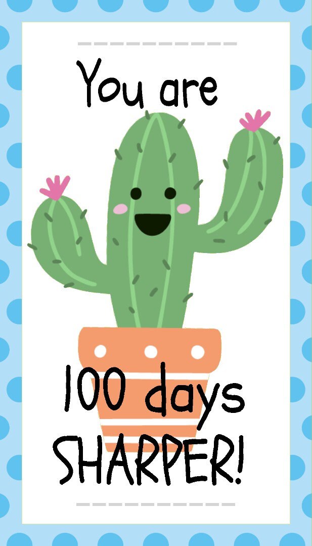 100 Days of School Printable Gift Tag From Teacher, 100 Days Sharper ...