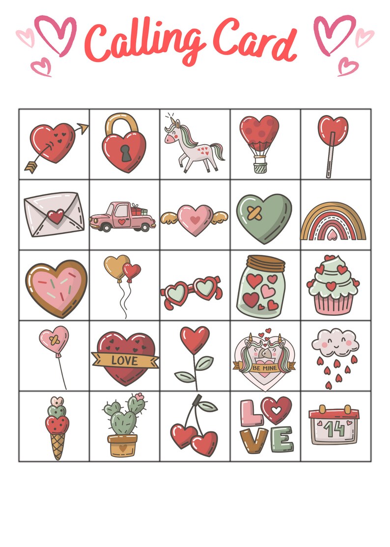 Valentine Bingo Game: 30 Unique Cards, Kids Classroom Party (digital ...