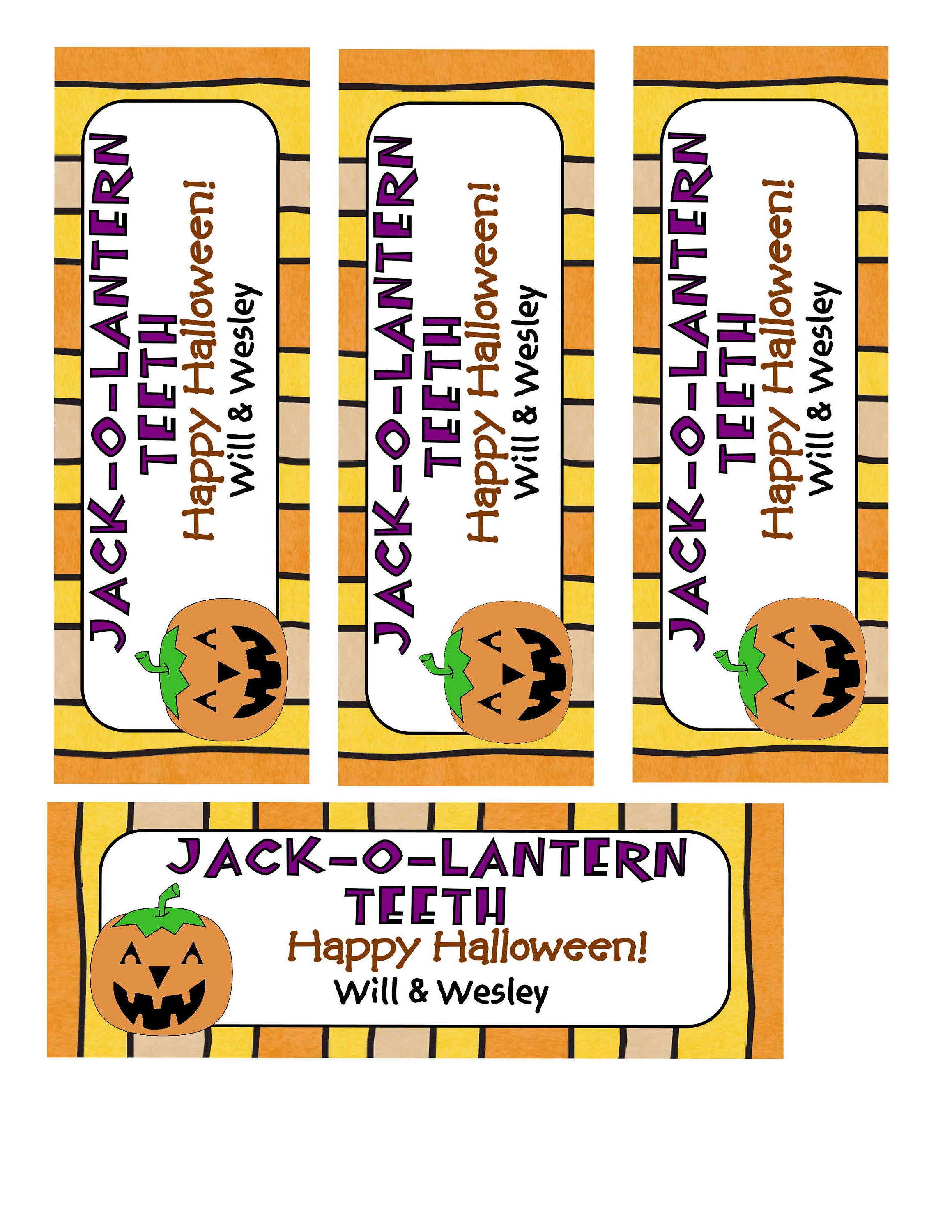 Halloween Printable, Jack-o-lantern Teeth Topper Tag From Teacher ...