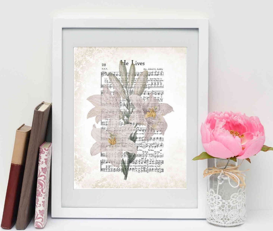 He Lives Easter Printable, Rustic Hymn With Lily, Easter Instant ...