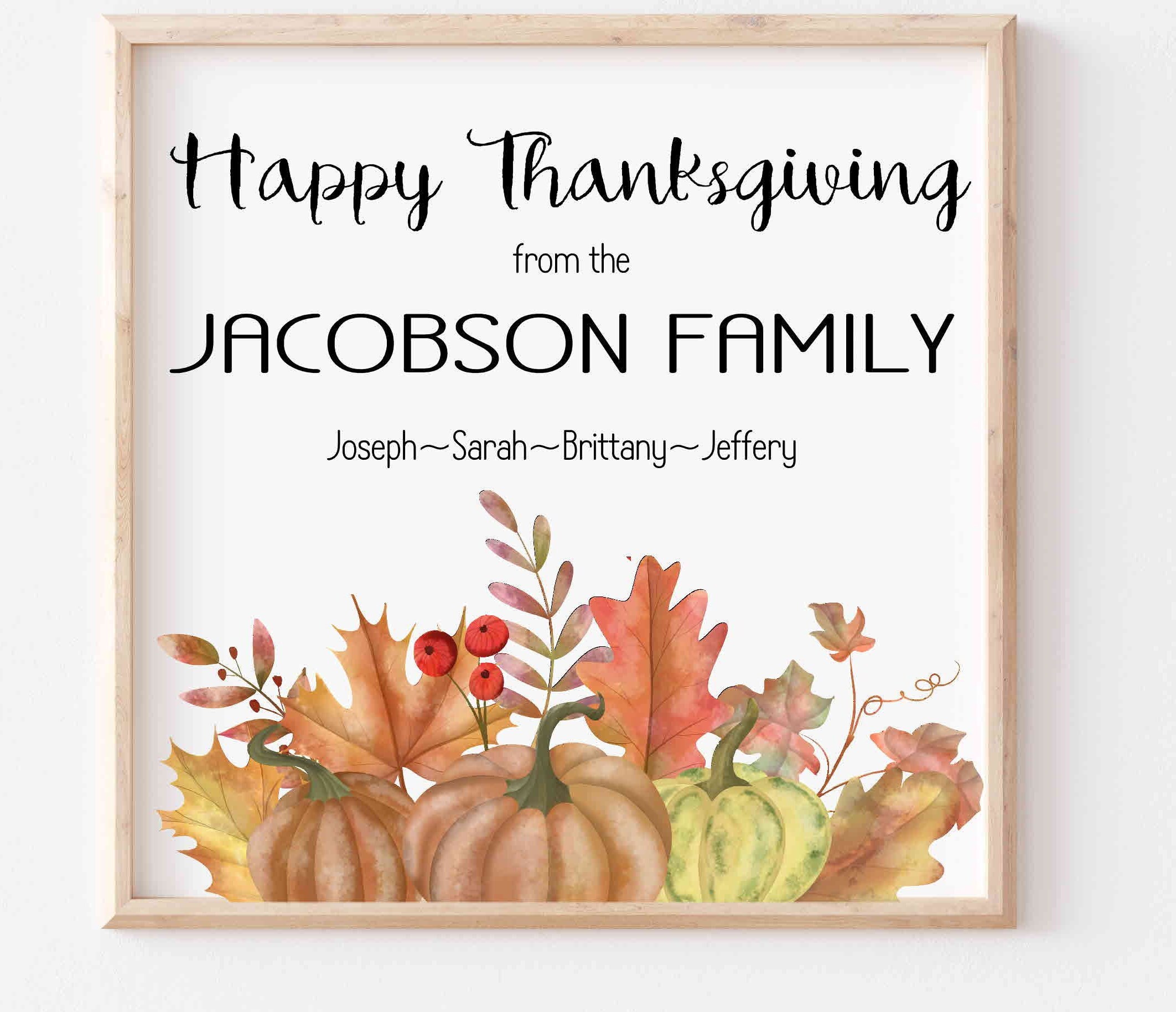 Thanksgiving Family Printable Sign, Personalized Family Sign, Fall Home ...