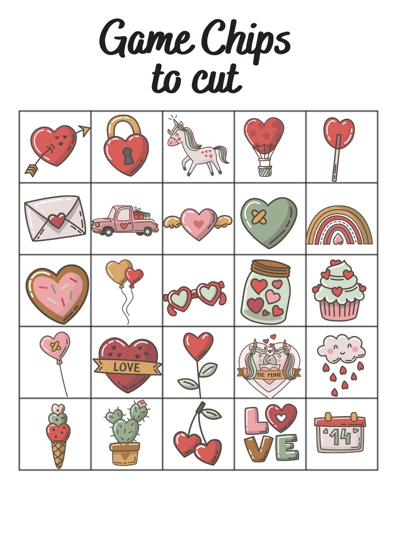 Valentine Bingo Game: 30 Unique Cards, Kids Classroom Party (digital ...
