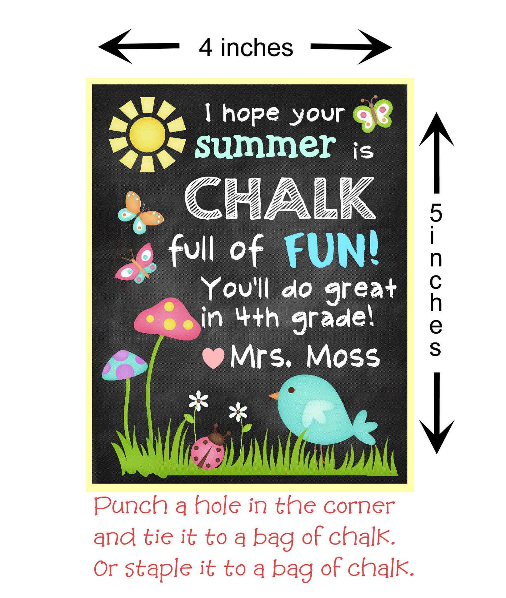 Teacher Gift to Students Chalk Gift Tag Student Gifts From - Etsy