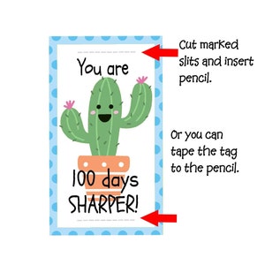 100 Days of School Printable Gift Tag From Teacher, 100 Days Sharper ...