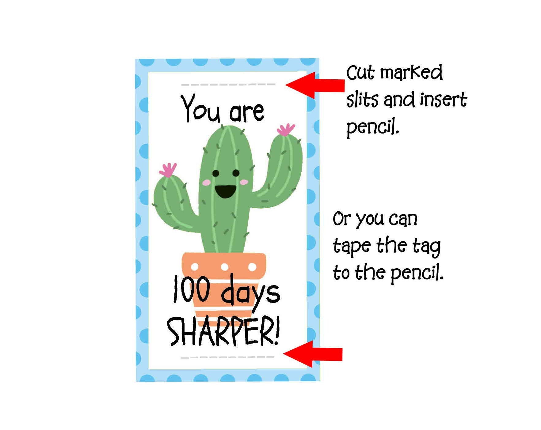 100 Days of School Printable Gift Tag From Teacher, 100 Days Sharper ...