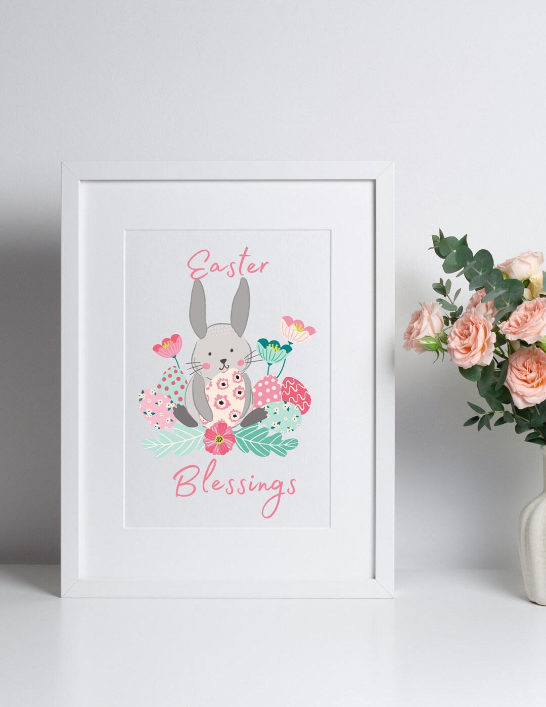 Easter Printable Wall Decor, Easter Bunny Print, Easter Blessings Wall ...