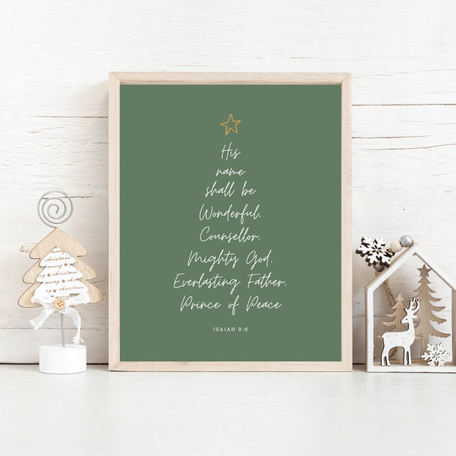 DIGITAL Isaiah 9:6 Christmas Tree Gallery Art Print Bible Scripture ...