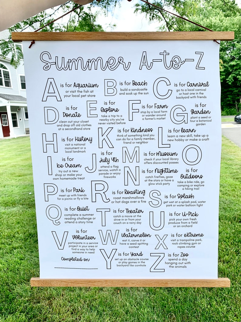 DIGITAL Printable Summer A to Z Bucket List Coloring Page - Etsy